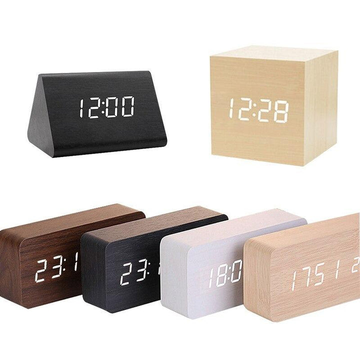 Clocks LED Wooden Alarm Clock Watch Wooden Wood Clock New Version LED ...